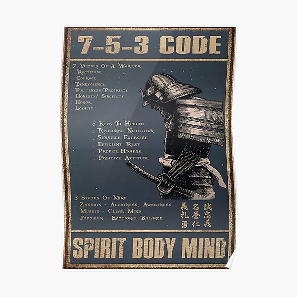 "Samurai 7-5-3 Code Spirit Body Mind Poster" Poster by NelaTesarik ...