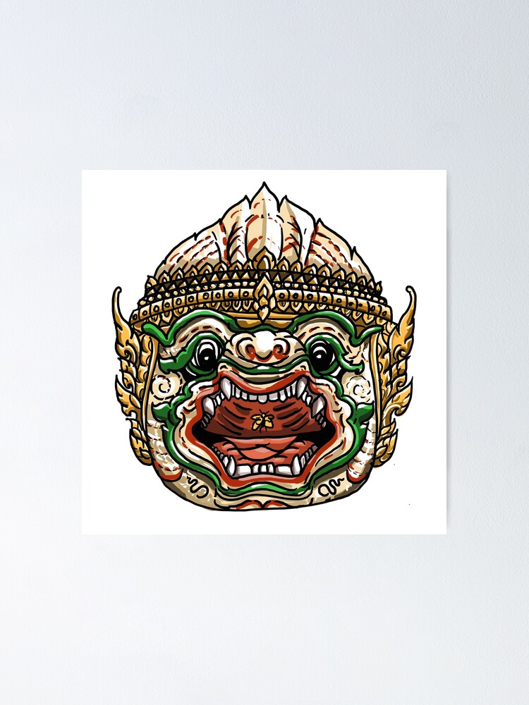 "Hanuman mask illustration PNG" Poster by TrippleP | Redbubble