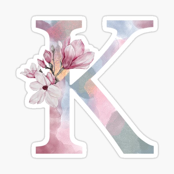 "Watercolor Floral K Monogram" Sticker by starrylite | Redbubble