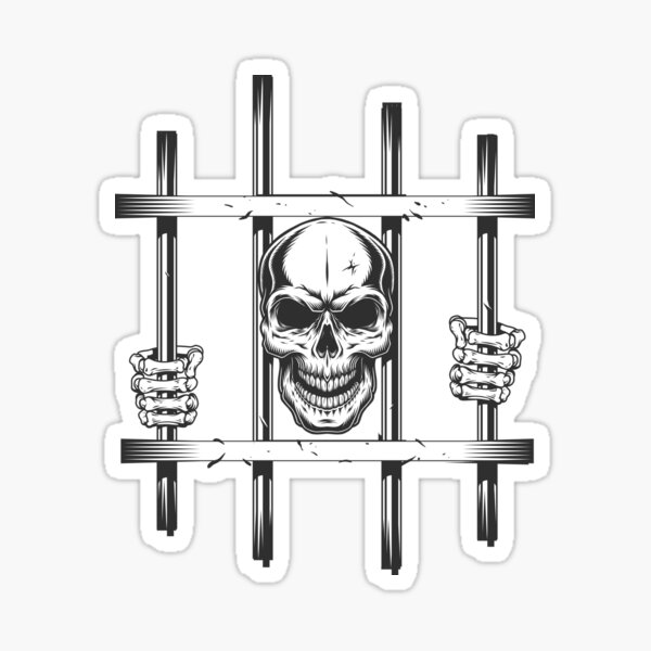 "Skull in Jail" Sticker for Sale by Blems | Redbubble