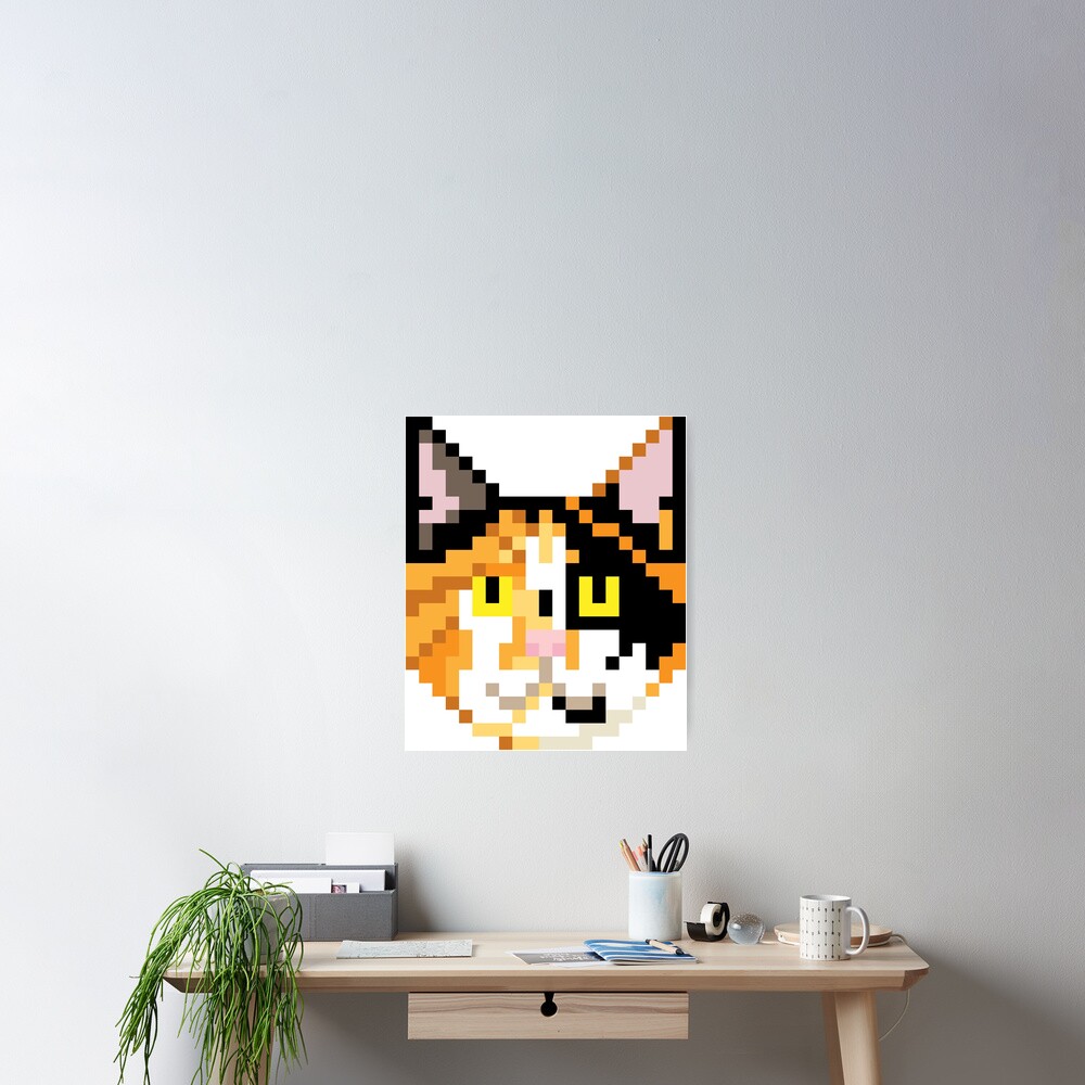 "Calico cat pixel design." Poster by CIMANN | Redbubble