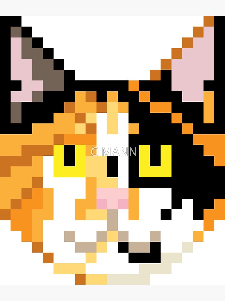 "Calico cat pixel design." Poster by CIMANN | Redbubble