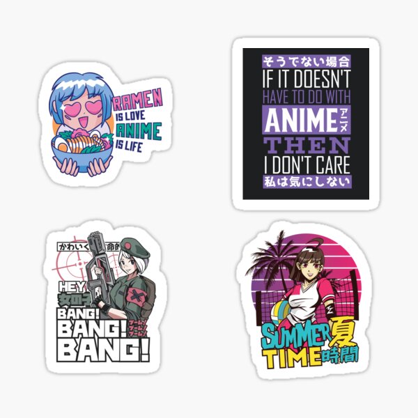 "Cute Funny Japanese Animation Anime Girl Aesthetic Art Pack" Sticker ...