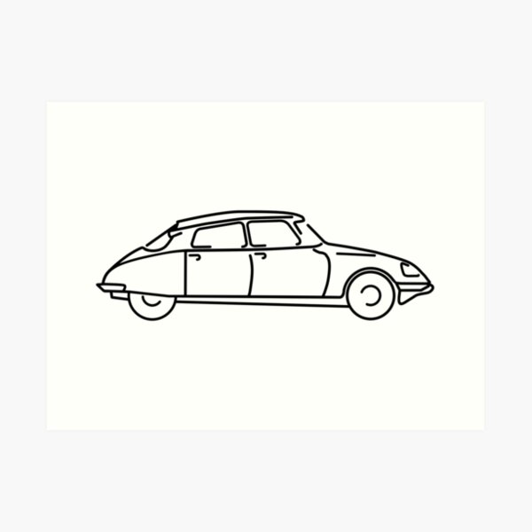 "Retro Oltimer DS19 - the shark silhouette" Art Print by 2CV-Oldtimers ...