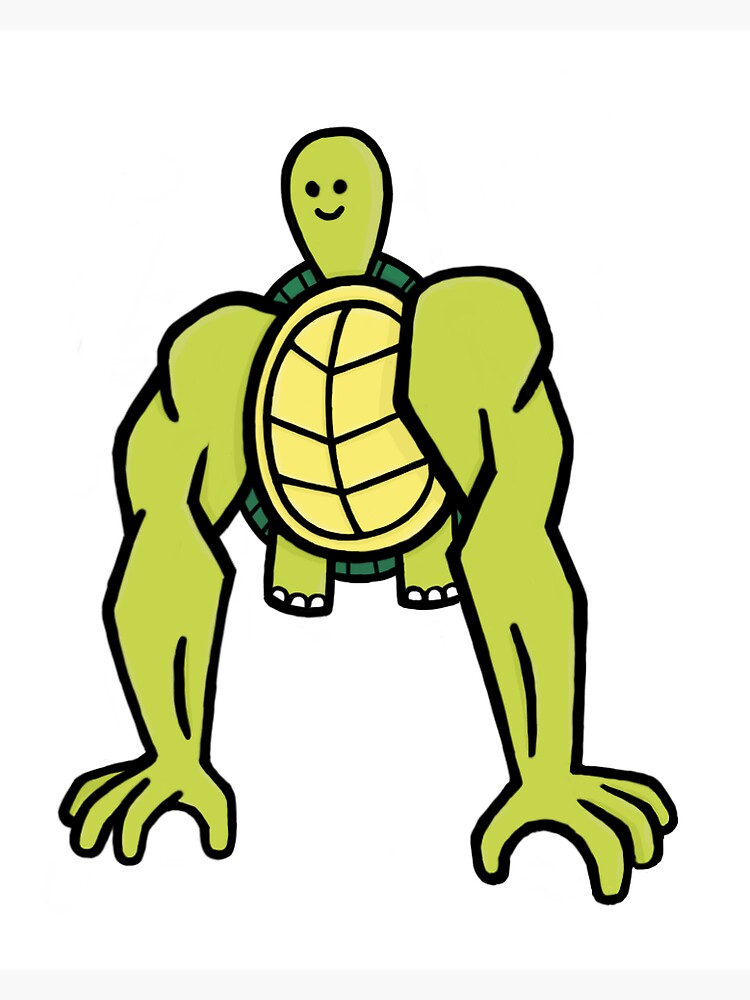 "Sheldon the Buff Turtle (w/ green arms)" Sticker for Sale by ssolid ...