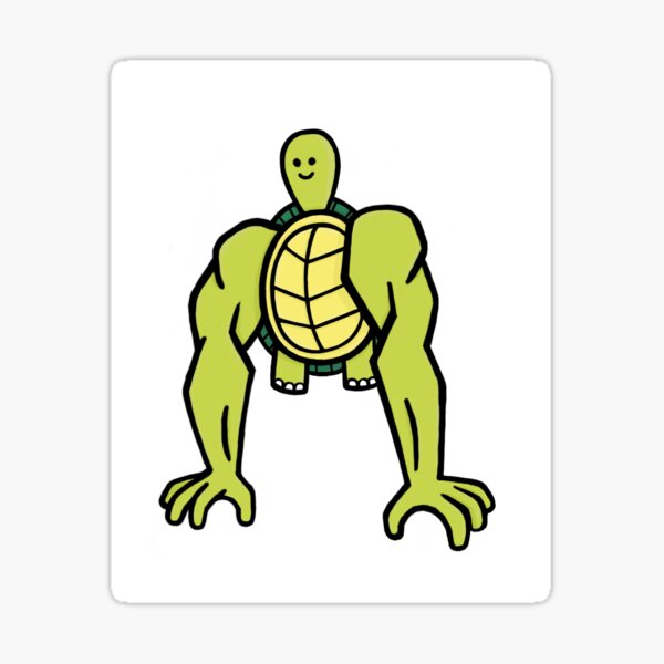"Sheldon the Buff Turtle (w/ green arms)" Sticker for Sale by ssolid ...