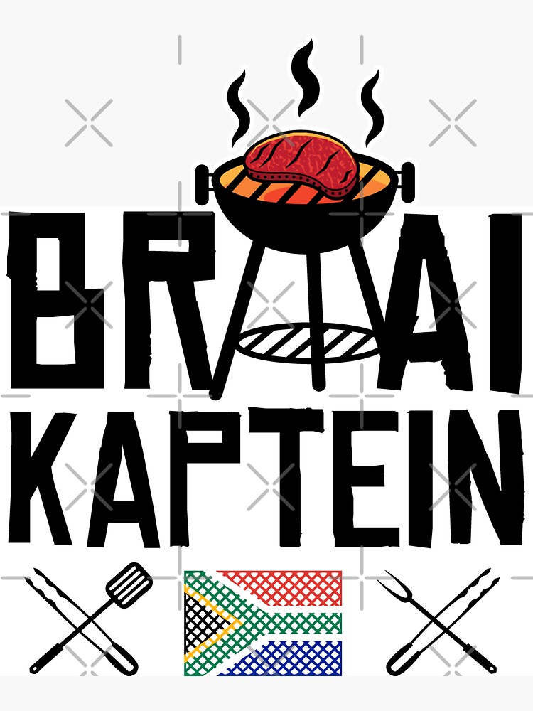 "Braai Kaptein South Africa Family BBQ" Sticker for Sale by d247 ...