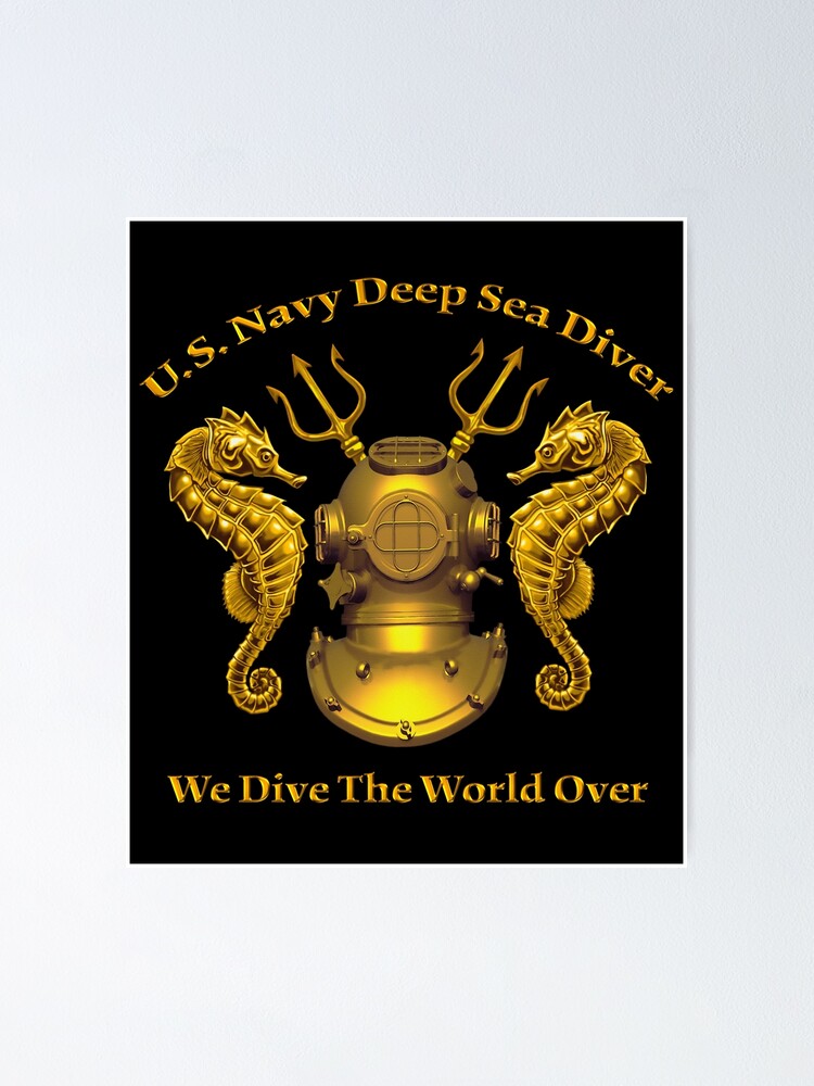 " Navy Deep Sea Diver" Poster by Skyviper | Redbubble