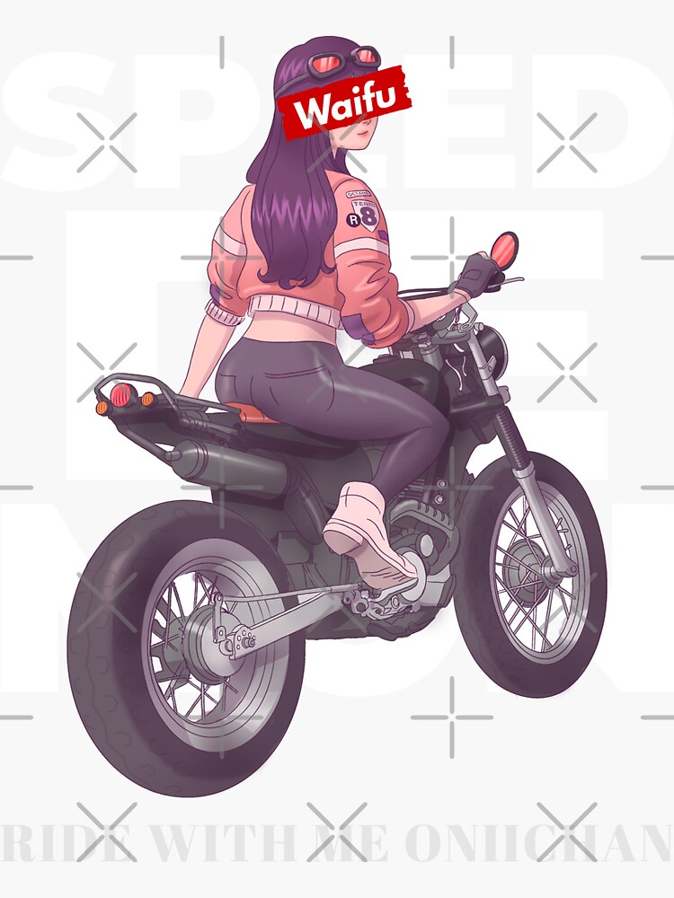 Pegatina «Cool Motorcycle Japanese School Girl Otaku Waifu Manga Anime ...