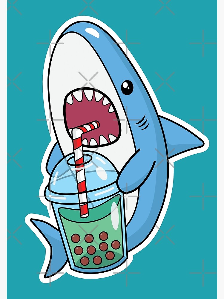 "Sharks Love Boba Tea" Poster by keeleypost | Redbubble