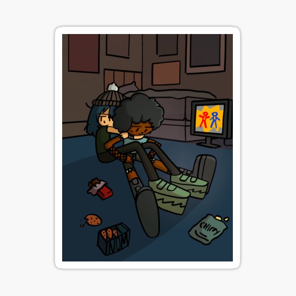 "girls watching tv" Sticker for Sale by mimis-art | Redbubble