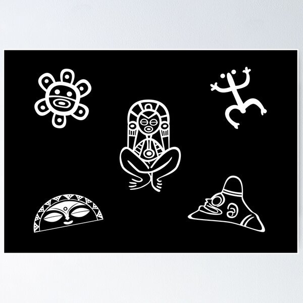 "Puerto Rico Tainos Coqui Cemi Atabey Taino Sun & Moon White" Poster by ...