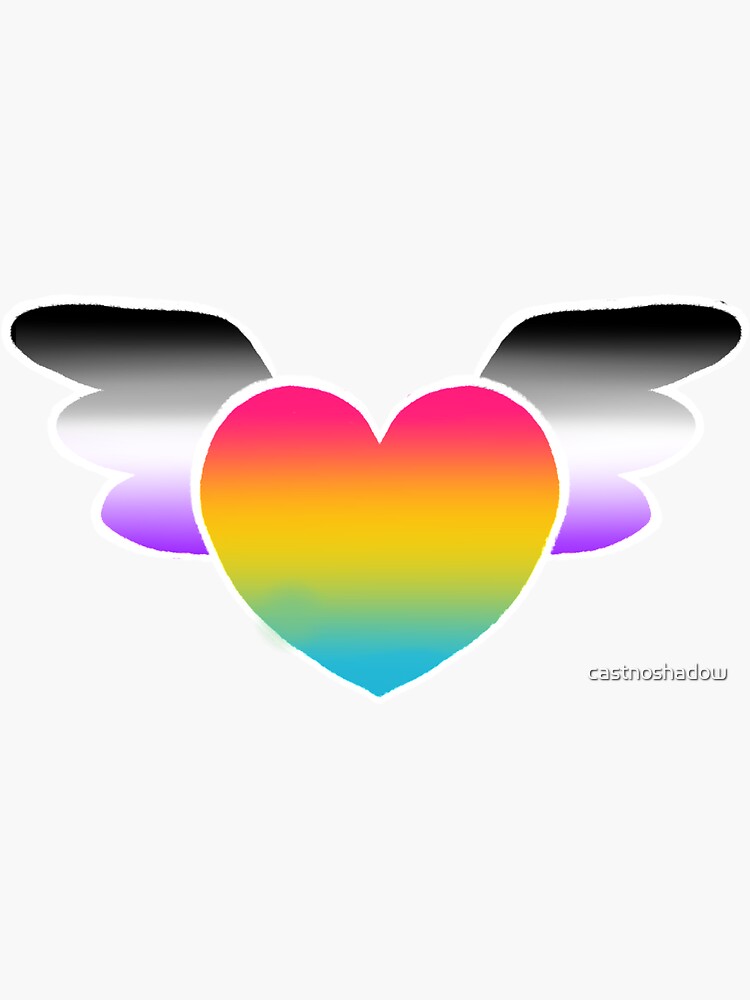 "Panromantic Heart with Asexual Wings" Sticker by castnoshadow | Redbubble