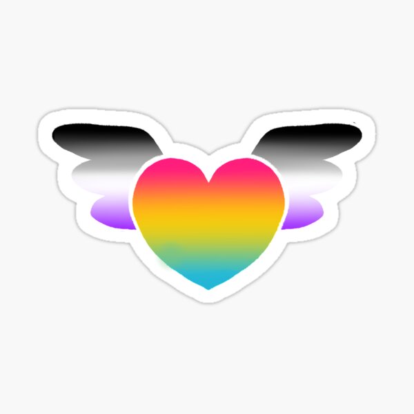 "Panromantic Heart with Asexual Wings" Sticker by castnoshadow | Redbubble