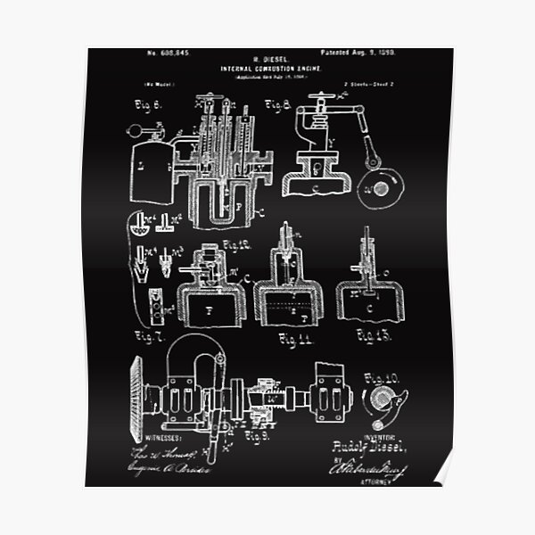 "Original Diesel Engine Patent Blueprint" Poster by Riley7815 | Redbubble