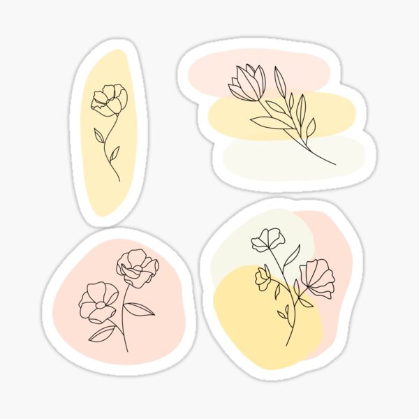 "Minimalist Flowers " Sticker for Sale by MoninasArt | Redbubble
