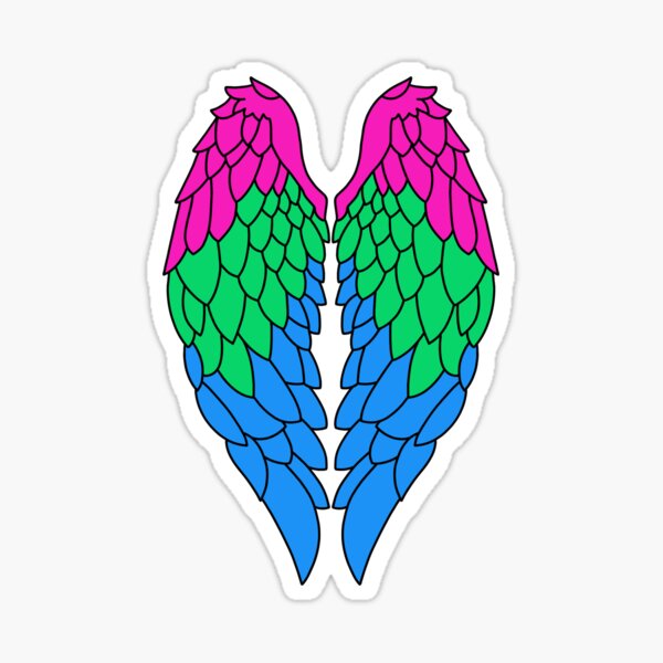 "Polysexual Pride Flag Angel Wings Version 3" Sticker for Sale by ...