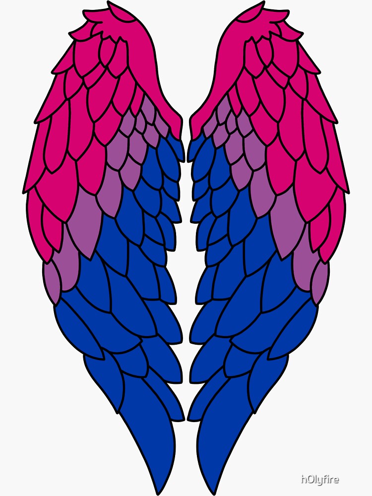 "Bisexual Pride Flag Angel Wings Version 3" Sticker for Sale by ...