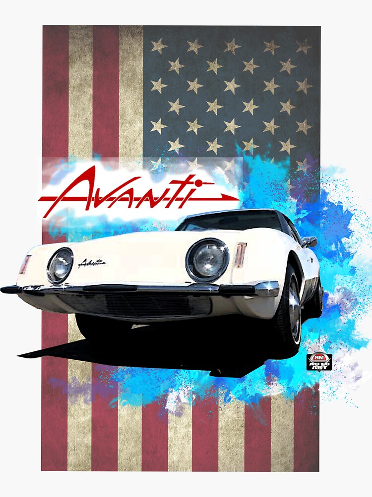 "Classic Avanti Americas Sports Car with the Amaerican flag" Sticker ...