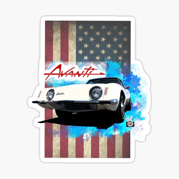"Classic Avanti Americas Sports Car with the Amaerican flag" Sticker ...
