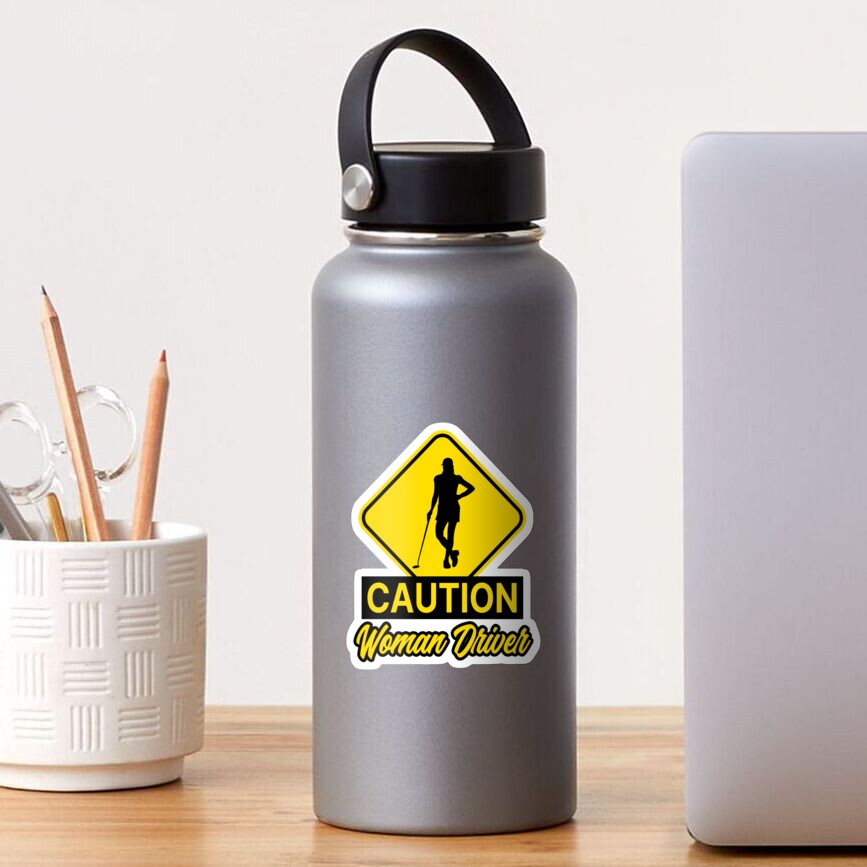 "Caution Woman Driver Funny Golf Design" Sticker by LeGND | Redbubble