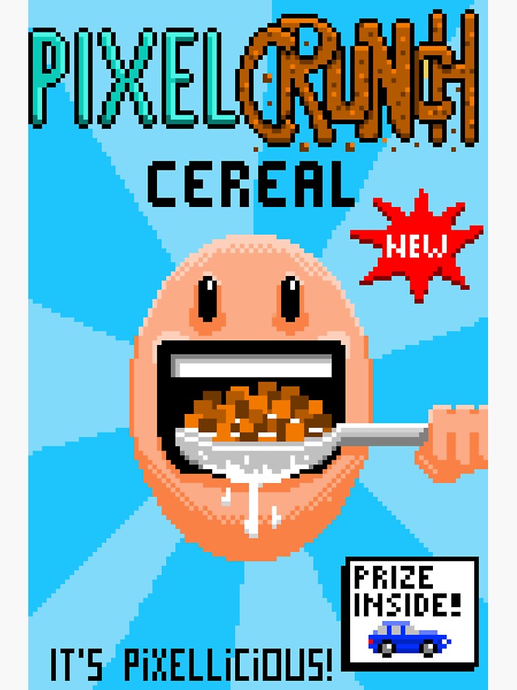 "Pixel Crunch Cereal" Sticker by Vampireslug | Redbubble