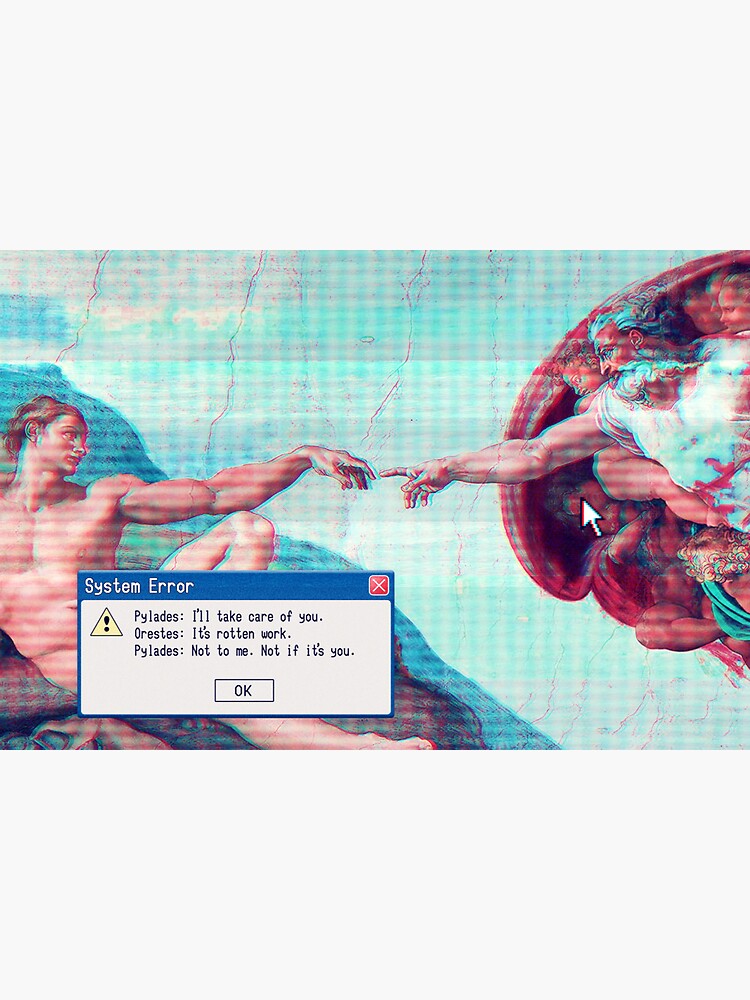 "Retro Creation of Adam on an Old Computer" Sticker for Sale by cd001 ...