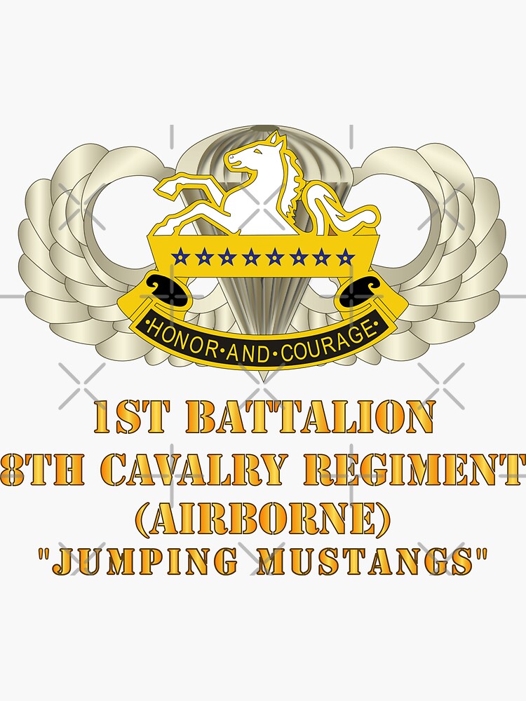 "Army - 1st Bn, 8th Cav (ABN) Jumping Mustangs" Sticker for Sale by ...