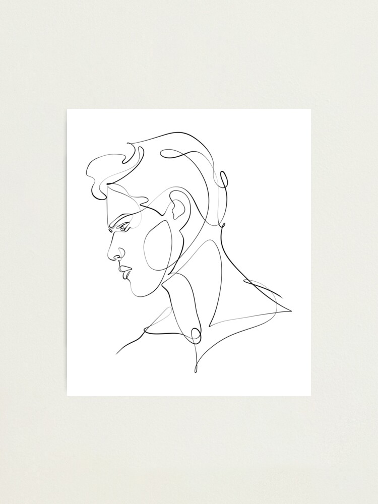 "Abstract one line drawing minimalist male portrait" Photographic Print ...