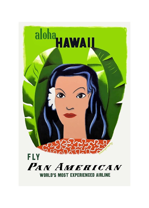 "1953 Aloha HAWAII Pan American Airlines Advertising Poster" by ...