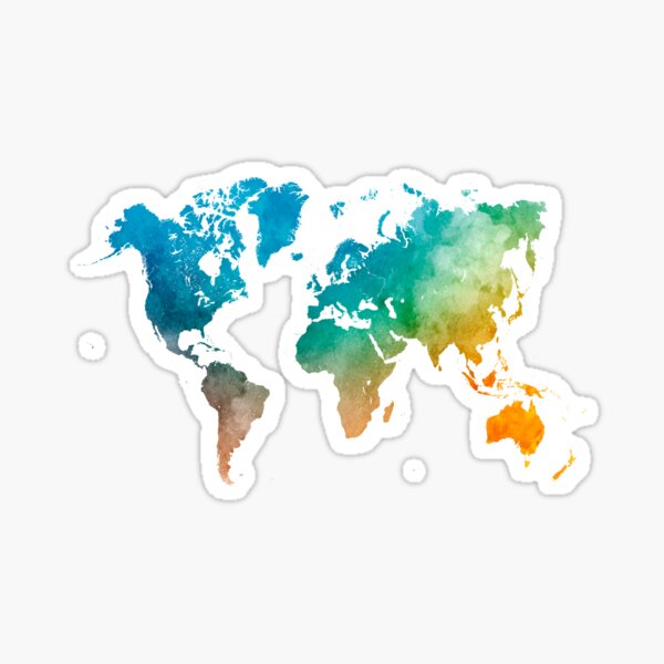 "World map in watercolor " Sticker by paulrommer | Redbubble