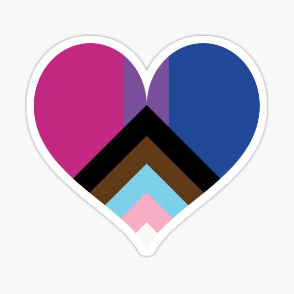 "Bisexual Pride Flag Heart - Rebooted Progress Pride - Transgender ...