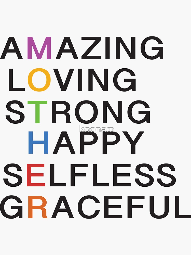 "MOTHER Acronym" Sticker for Sale by koonam | Redbubble