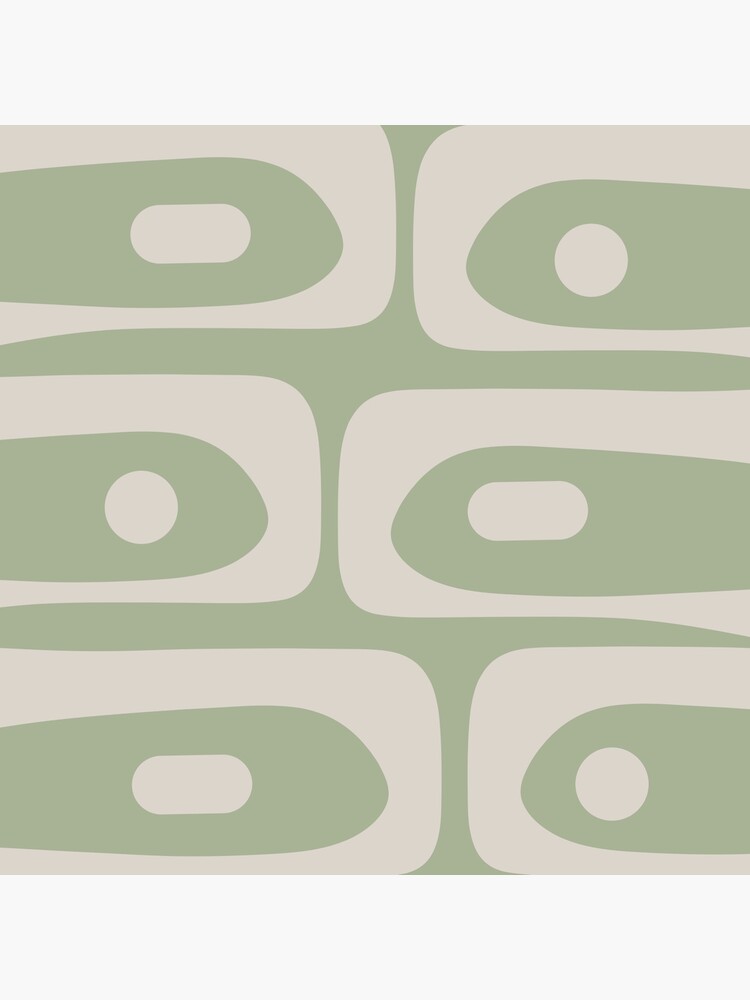 Mid Century Modern Piquet Abstract Pattern In Sage Green And Beige