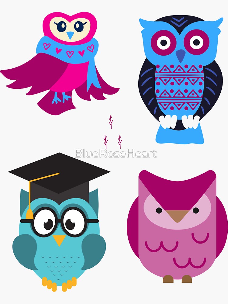 "Cute Owl Gang stickers set combo pack" Sticker for Sale by ...