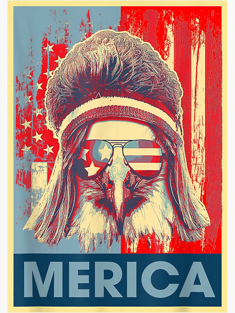 "Merica Eagle Mullet 4th of July Vintage American US Flag" Sticker by ...