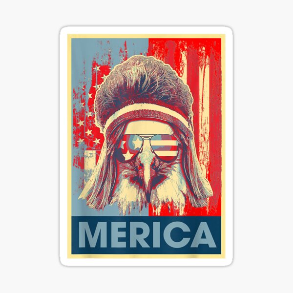 "Merica Eagle Mullet 4th of July Vintage American US Flag" Sticker by ...