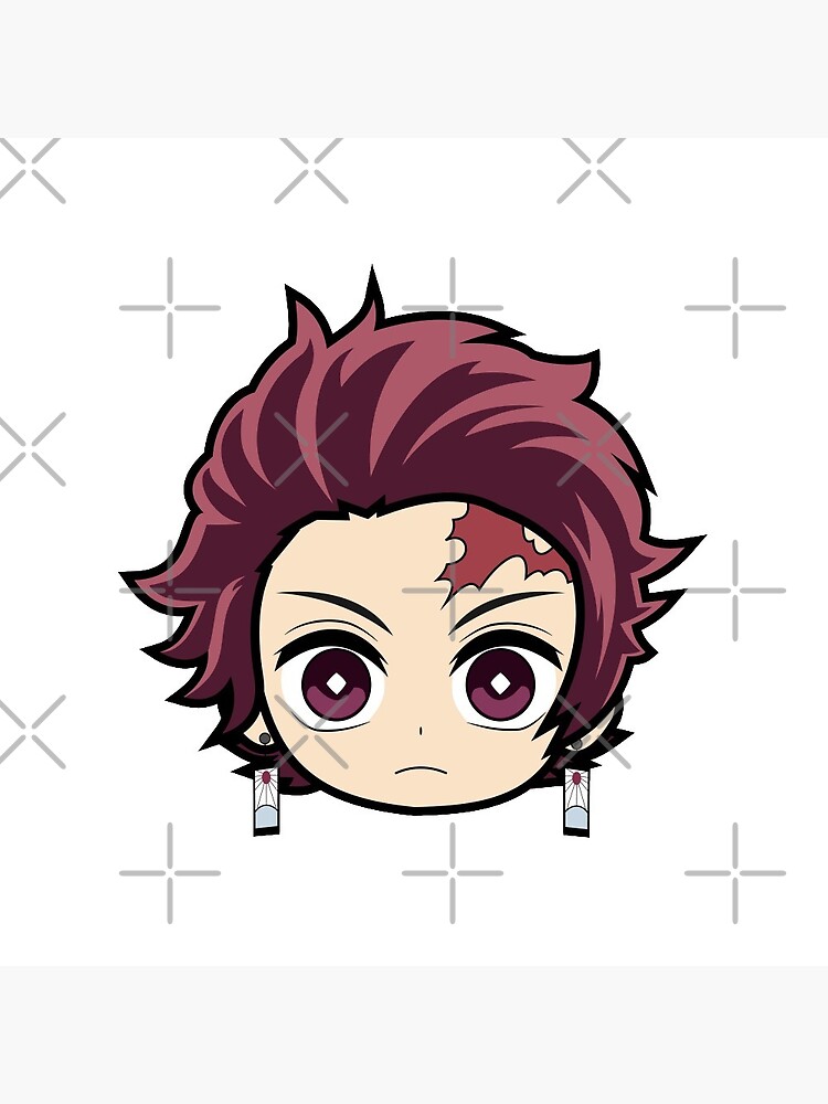 "Demon Slayer Kamado Tanjiro Chibi Head" Pin by ChibiCheems | Redbubble