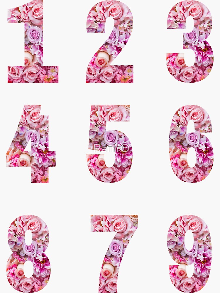 "Floral Number pack" Sticker by RanirO | Redbubble