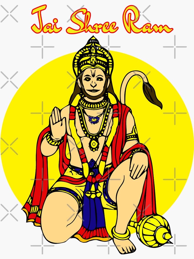 "Lord Hanuman ji chanting Jai Shree Ram." Sticker for Sale by aruvanita ...