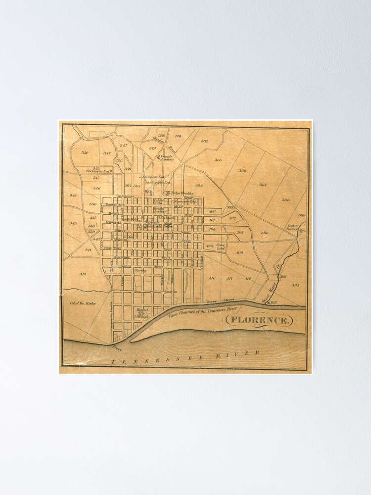 "Vintage Map of Florence Alabama (1840)" Poster by BravuraMedia | Redbubble