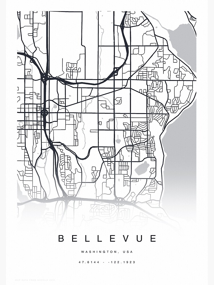"Bellevue, Washington USA Map Poster" Art Print for Sale by ...