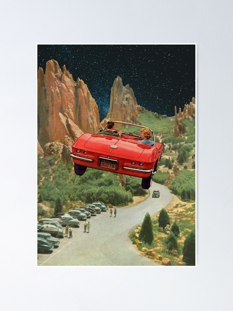 "Flying vintage car" Poster for Sale by brokenchina | Redbubble