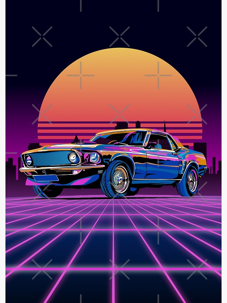 "Ford Mustang 1969 Synthwave" Poster for Sale by Javakun | Redbubble