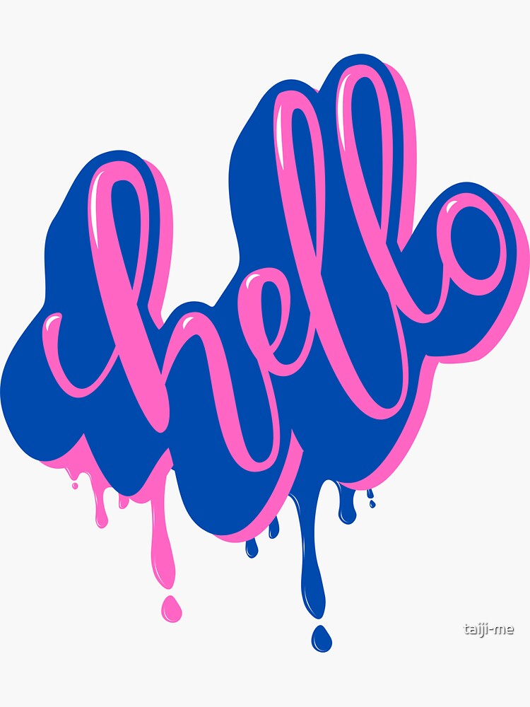 "Hello Typography Pop Art Graphic Design" Sticker by taiji-me | Redbubble