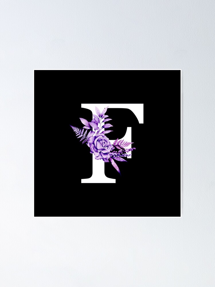 Póster «Letra F del monograma floral con un ramo de rosas moradas» de ...