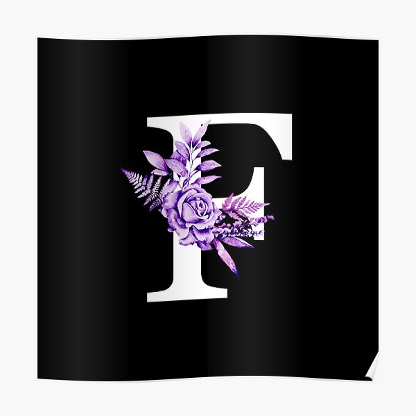 Póster «Letra F del monograma floral con un ramo de rosas moradas» de ...