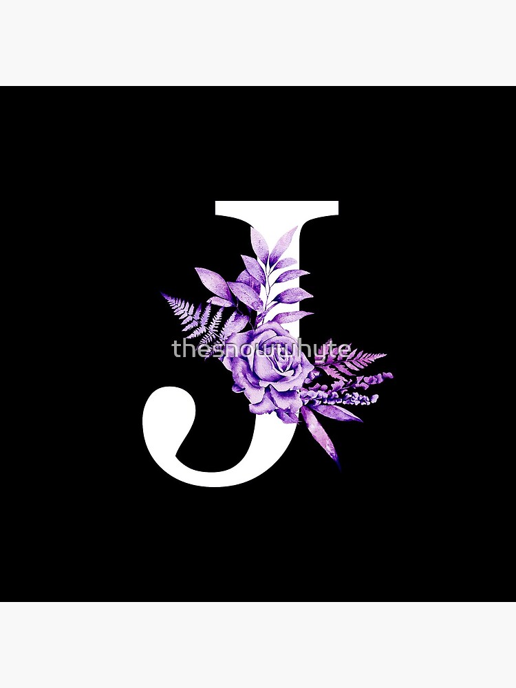 Póster «Letra J del monograma floral con un ramo de rosas moradas» de ...