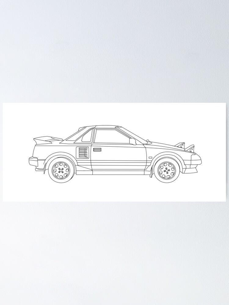 "Toyota MR2 MK1 line art" Poster for Sale by Milanicole | Redbubble