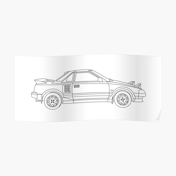 "Toyota MR2 MK1 line art" Poster for Sale by Milanicole | Redbubble